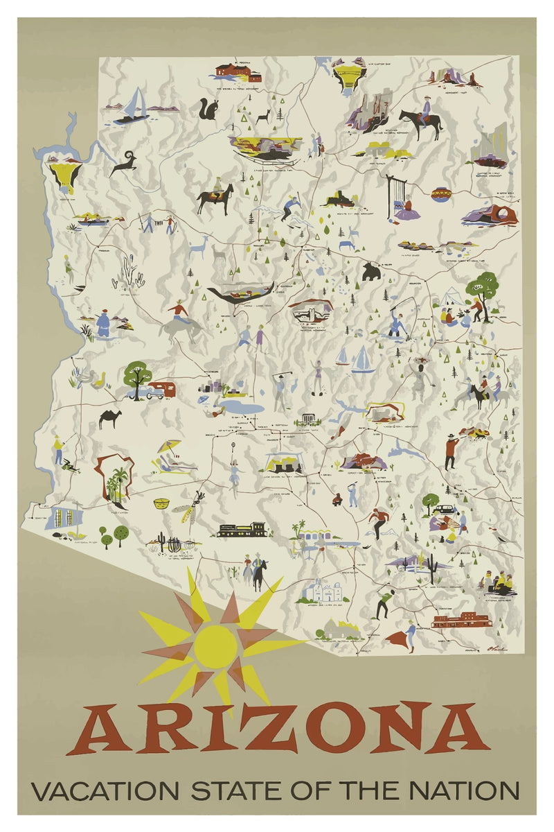 ARIZONA MAP POSTAL CARD – Max & Oscar EU